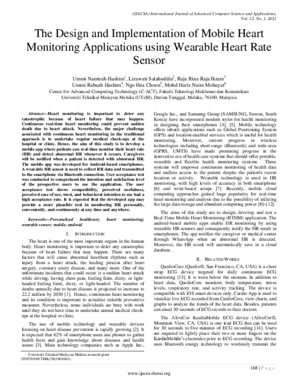 Pdf The Design And Implementation Of Mobile Heart Monitoring Applications Using Wearable Heart