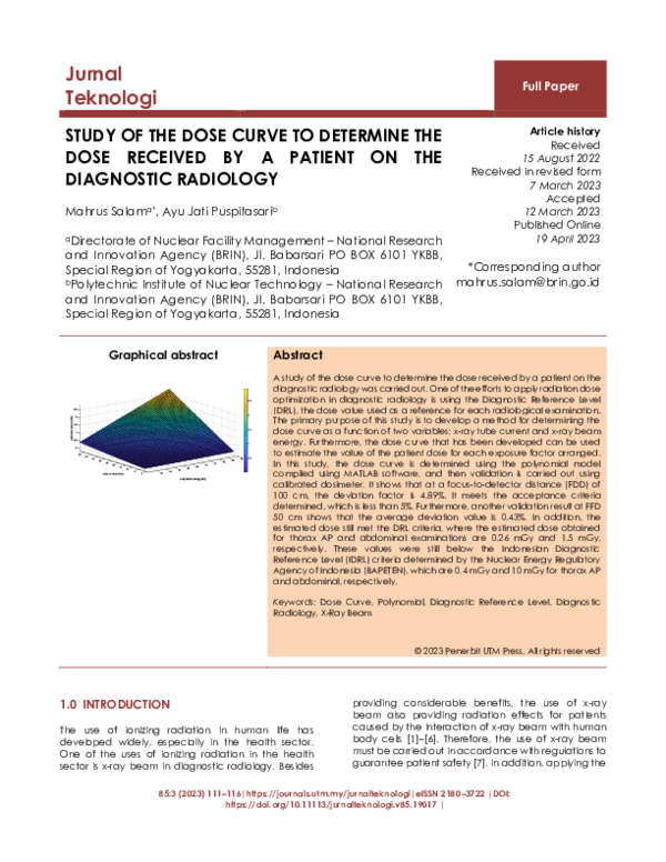 (PDF) Study of the Dose Curve to Determine the Dose Received by a ...
