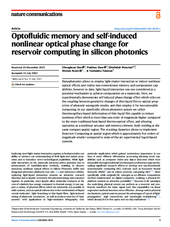 (PDF) Optofluidic memory and self-induced nonlinear optical phase ...