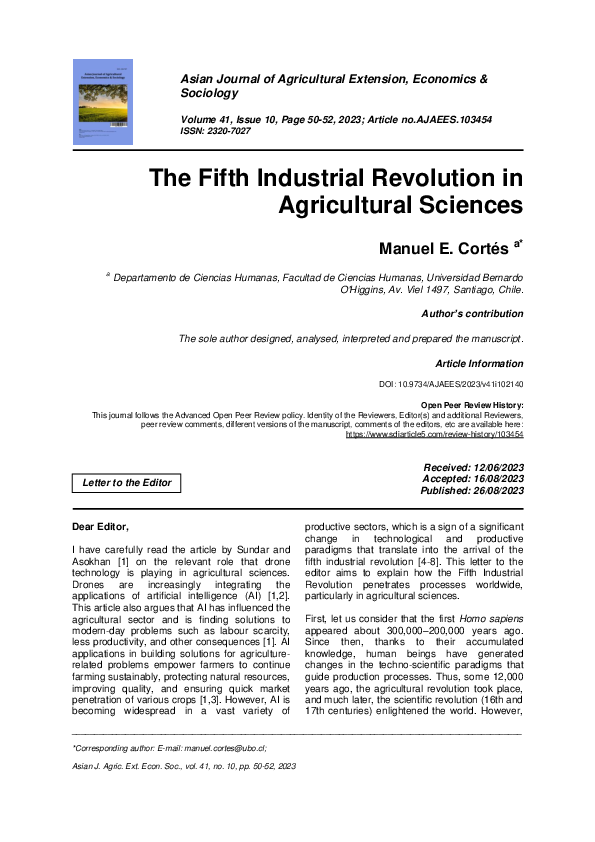 (PDF) The Fifth Industrial Revolution in Agricultural Sciences