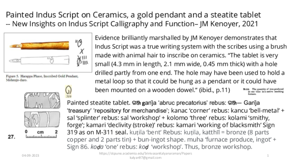 (PDF) Painted Indus Script on Ceramics, a gold pendant and a Steatite ...