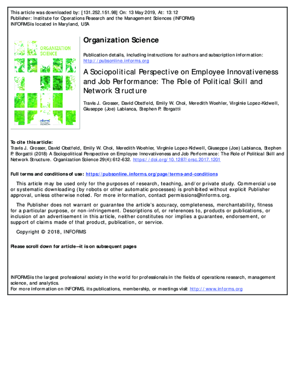 (PDF) A Sociopolitical Perspective on Employee Innovativeness and Job ...