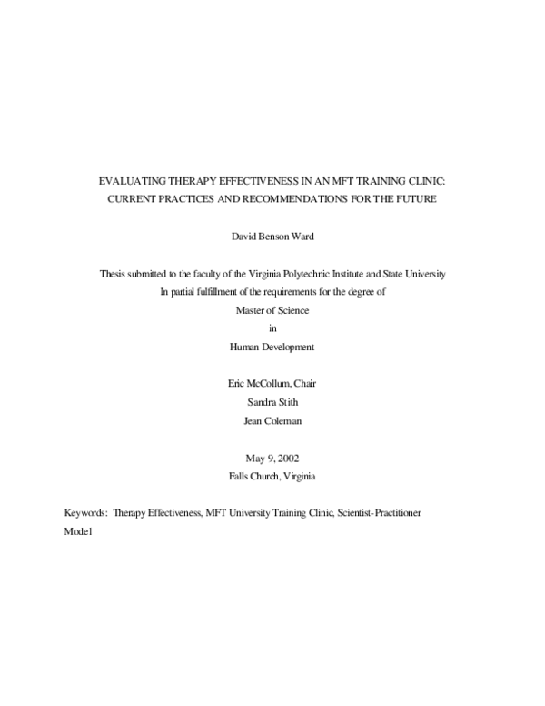 (PDF) Evaluating Therapy Effectiveness in an MFT Training Clinic ...