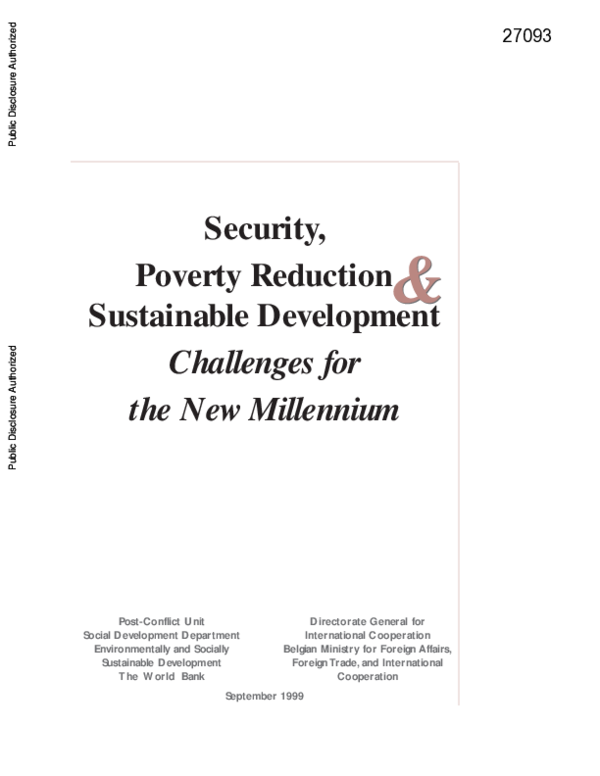 Security, Poverty reduction and sustainable development - challenges ...