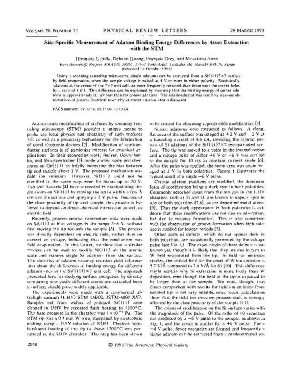 (PDF) Site-specific measurement of adatom binding energy differences by ...