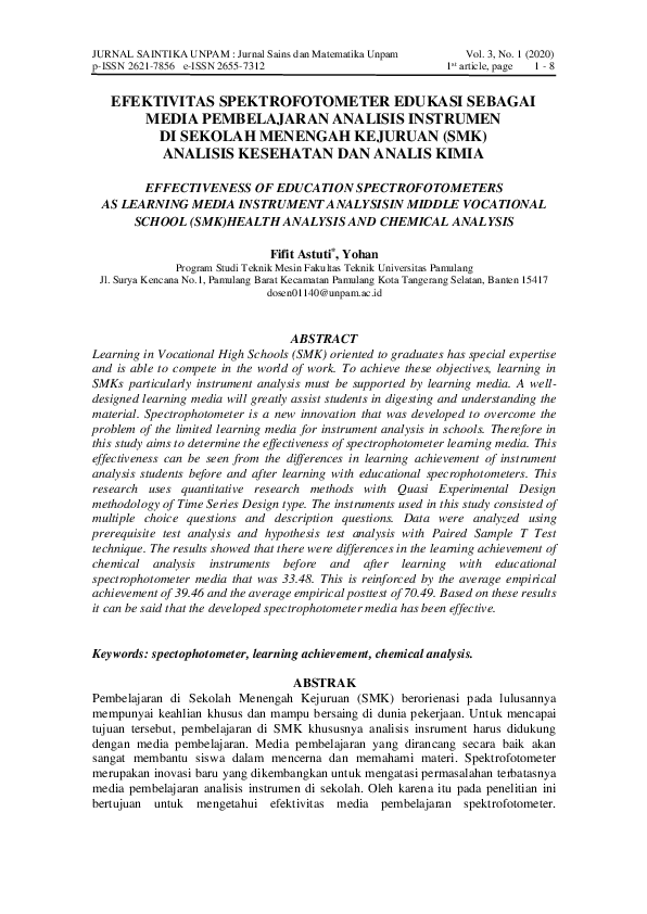 (PDF) Efektivitas Spektrofotometer Edukasi Sebagai Media Pembelajaran ...