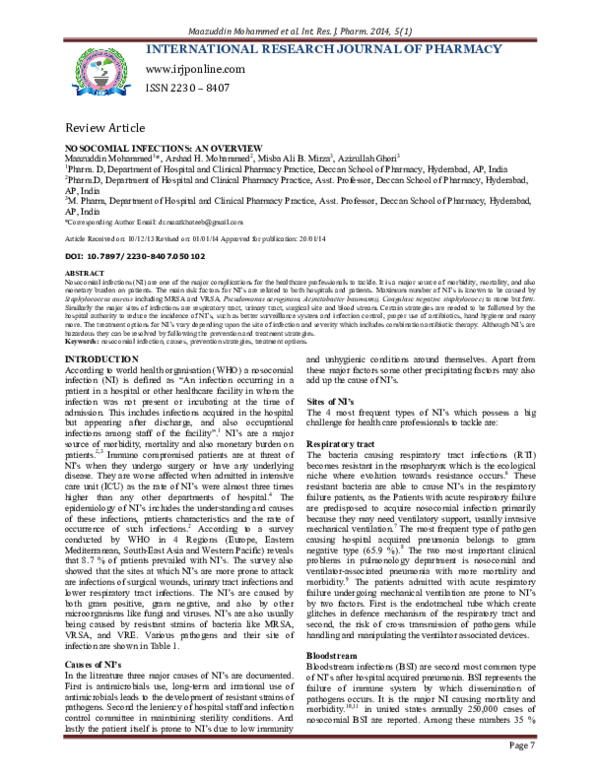 (PDF) Nosocomial Infections: An Overview