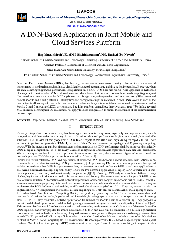 (PDF) A DNN-Based Application in Joint Mobile and Cloud Services Platform