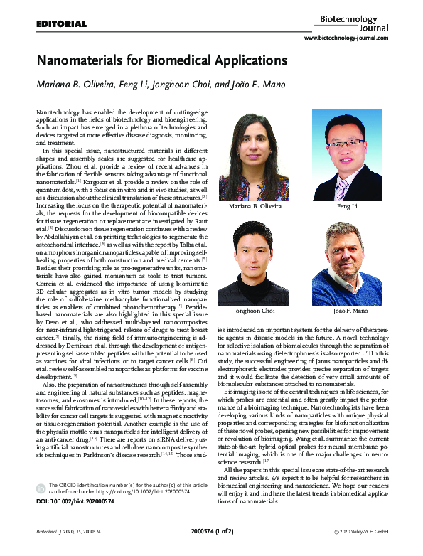 (PDF) Nanomaterials for biomedical applications