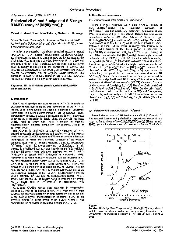 (PDF) Polarized Ni K- and L-edge and S K-edge XANES study of [Ni(III ...