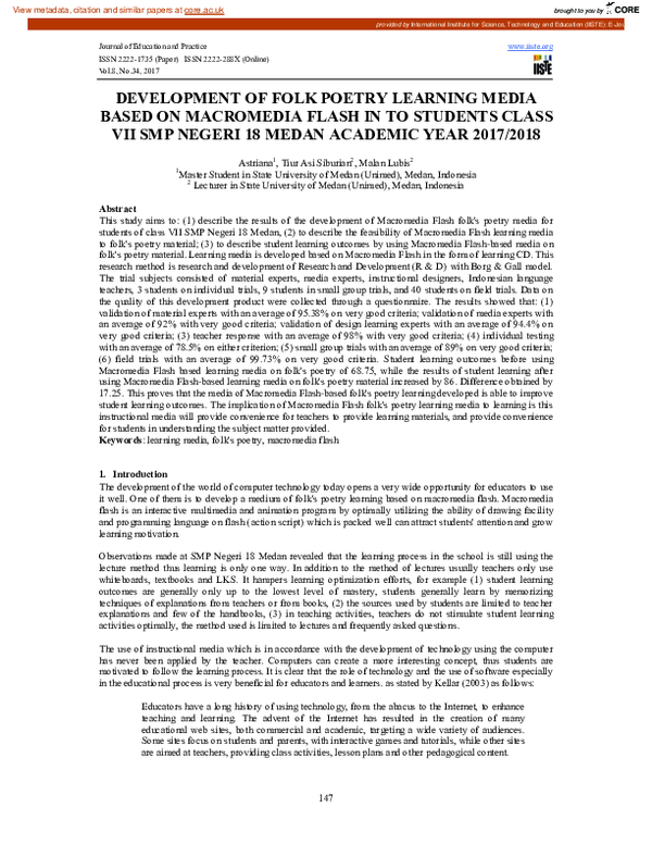 (PDF) Development of Folk Poetry Learning Media Based on Macromedia Flash in to Students Class ...