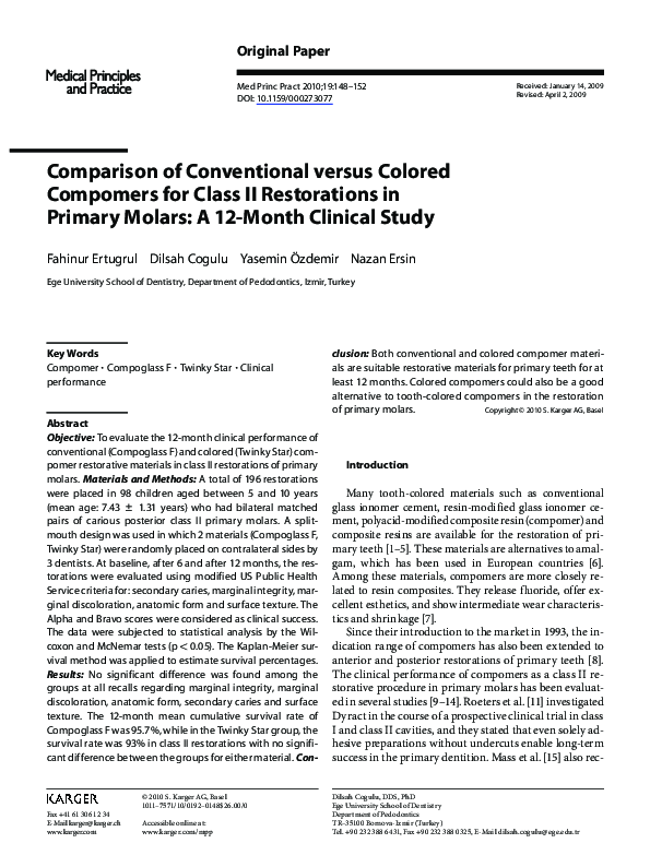 (PDF) Comparison of Conventional versus Colored Compomers for Class II ...