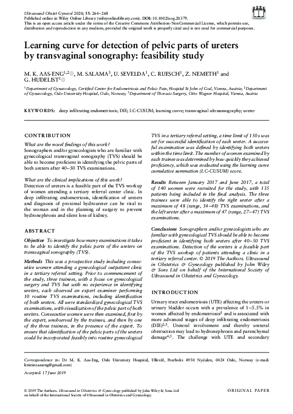 (PDF) Learning curve for detection of pelvic parts of ureters by ...