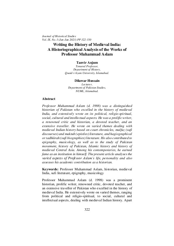 (PDF) Writing the History of Medieval India: A Historiographical Analysis of the Works of ...