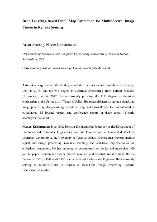 Pdf Deep Learning Based Detail Map Estimation For Multispectral Image Fusion In Remote Sensing