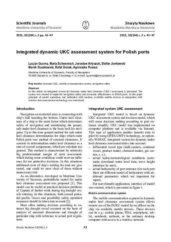 (PDF) Integrated dynamic UKC assessment system for Polish ports
