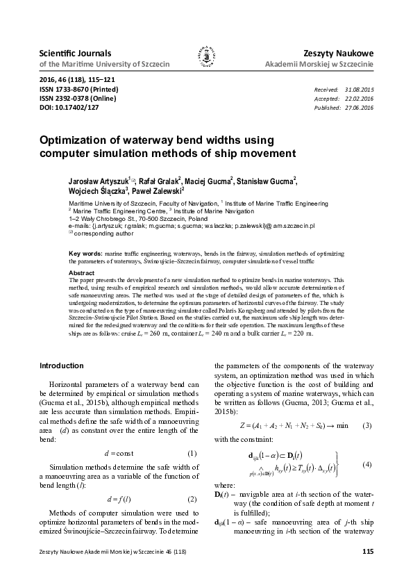 (PDF) Optimization of waterway bend widths using computer simulation ...