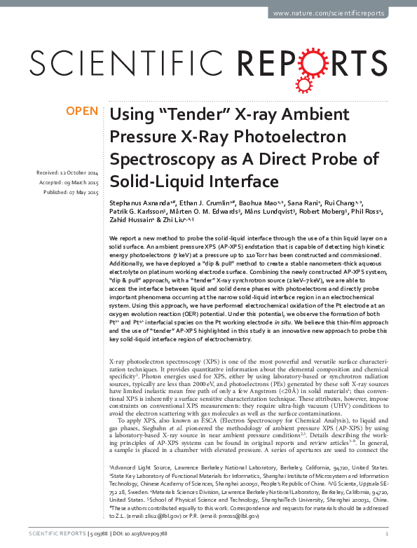 (PDF) The Development of Ambient Pressure X-Ray Photoelectron ...