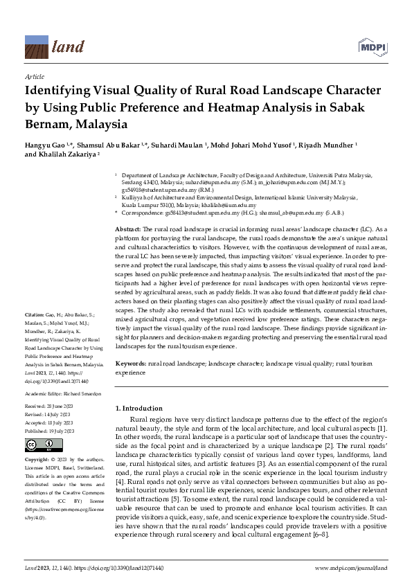 (PDF) Identifying Visual Quality of Rural Road Landscape Character by ...