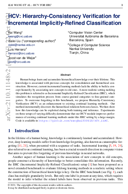 (PDF) HCV: Hierarchy-Consistency Verification for Incremental Implicitly-Refined Classification
