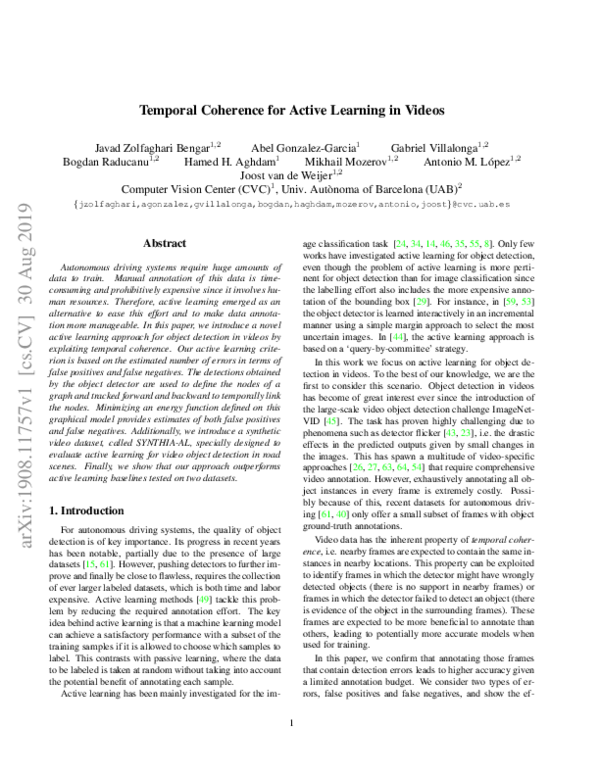(PDF) Temporal Coherence for Active Learning in Videos