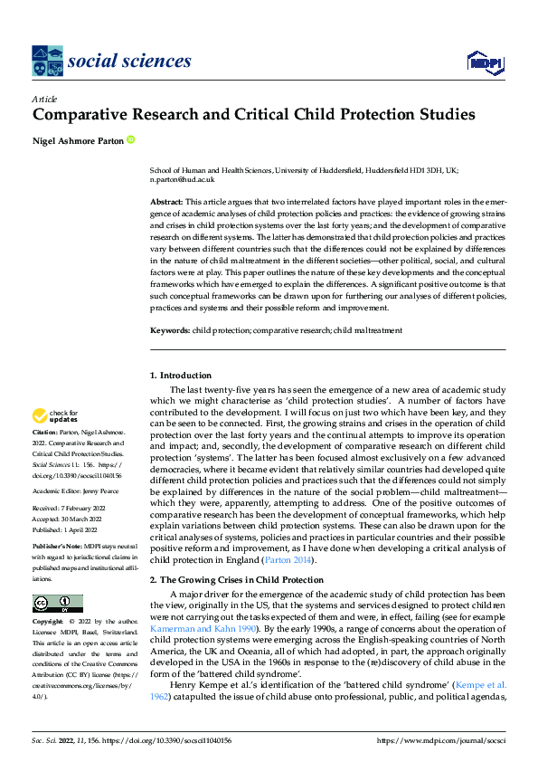 (PDF) Comparative Research and Critical Child Protection Studies