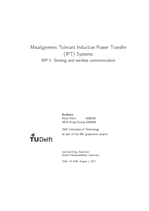Pdf Misalignment Tolerant Inductive Power Transfer Ipt Systems Wp 1 Sensing And Wireless