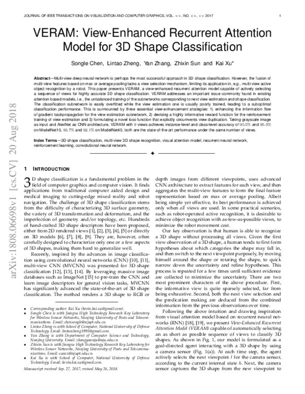 (PDF) VERAM: View-Enhanced Recurrent Attention Model for 3D Shape Classification