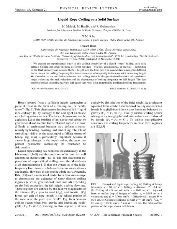 (PDF) Liquid Rope Coiling on a Solid Surface