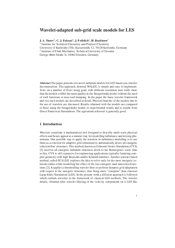 (PDF) Wavelet-Adapted Sub-grid Scale Models for LES | Carlos Alfredo FALCONI LIRA, - Academia.edu