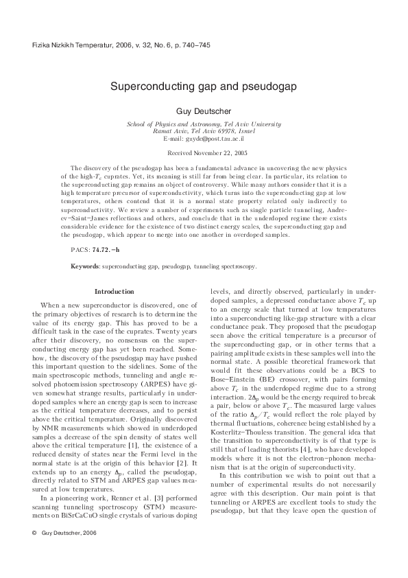 (PDF) Superconducting gap and pseudogap
