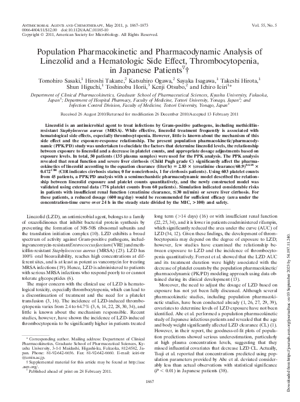 (PDF) Population Pharmacokinetic and Pharmacodynamic Analysis of ...
