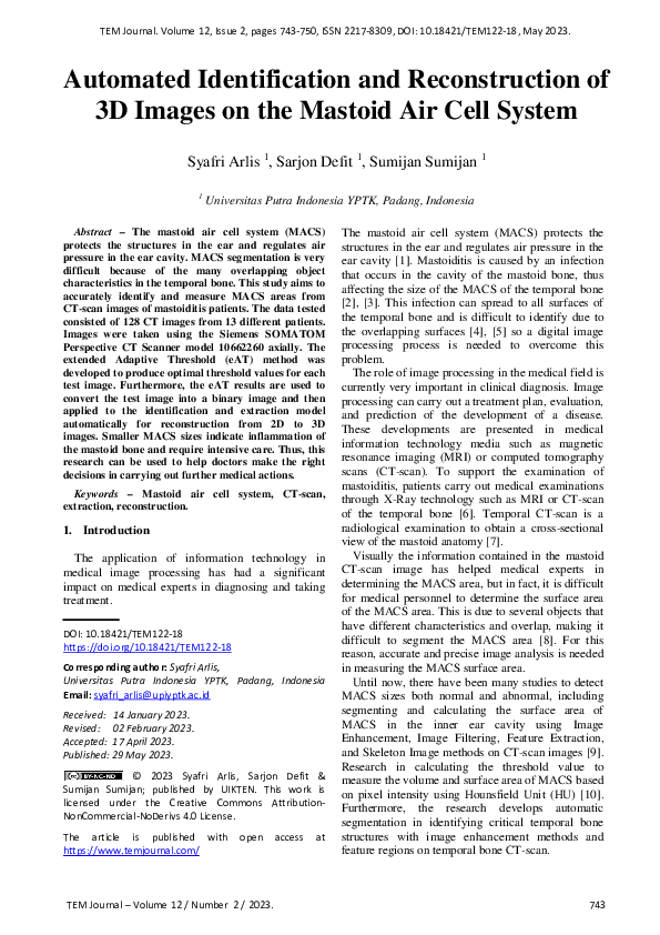 (PDF) Automated Identification and Reconstruction of 3D Images on the ...