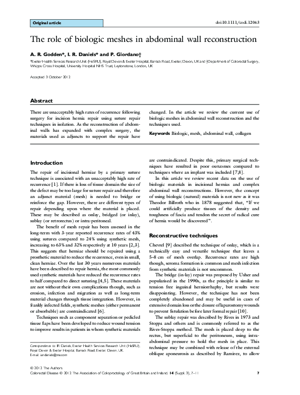 (PDF) The role of biologic meshes in abdominal wall reconstruction ...