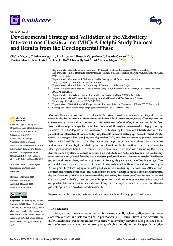 (PDF) Developmental Strategy and Validation of the Midwifery Interventions Classification (MIC ...