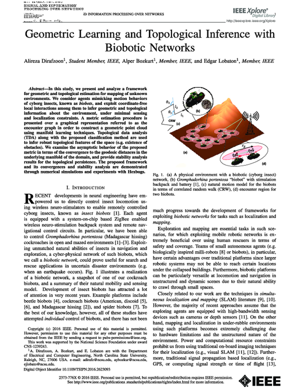 (PDF) Geometric Learning and Topological Inference With Biobotic Networks