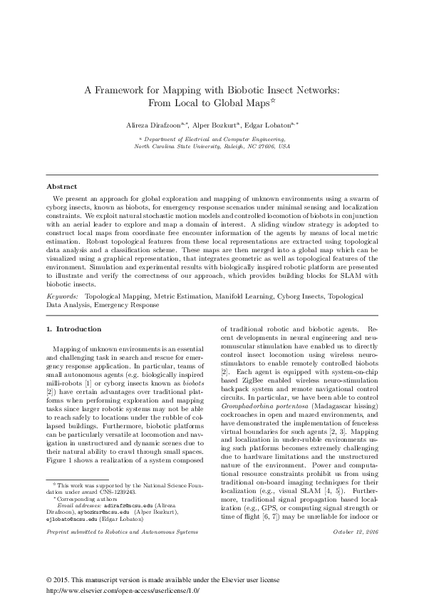 (PDF) A framework for mapping with biobotic insect networks: From local ...