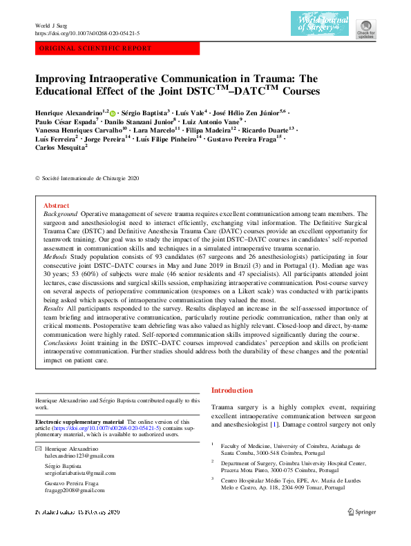 (PDF) Improving Intraoperative Communication in Trauma: The Educational ...