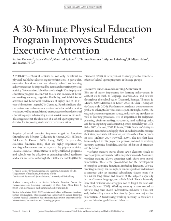 (PDF) A 30-Minute Physical Education Program Improves Students ...