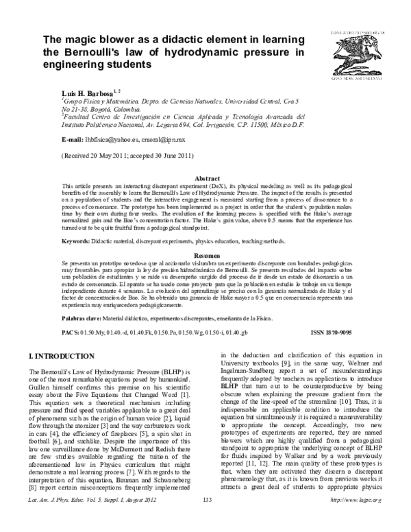 (PDF) The magic blower as a didactic element in learning the Bernoulli ...