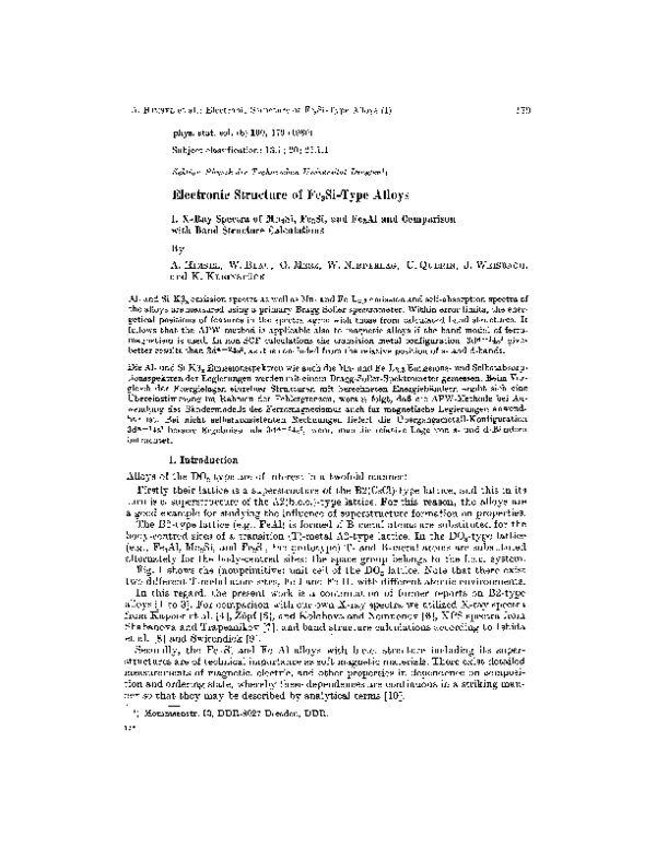 (PDF) Electronic Structure of Fe3Si-Type Alloys I. X-Ray Spectra of ...