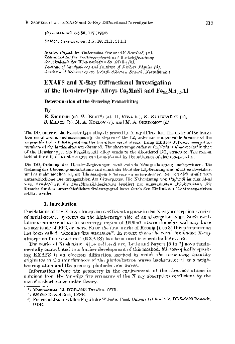 (PDF) EXAFS and X-ray diffractional investigation of the Heusler-type ...