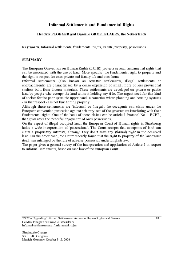 (PDF) Informal Settlements and Fundamental Rights
