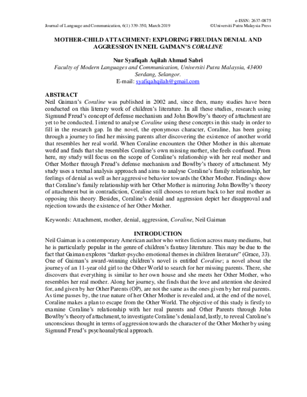 (PDF) MOTHER-CHILD ATTACHMENT: EXPLORING FREUDIAN DENIAL AND AGGRESSION ...
