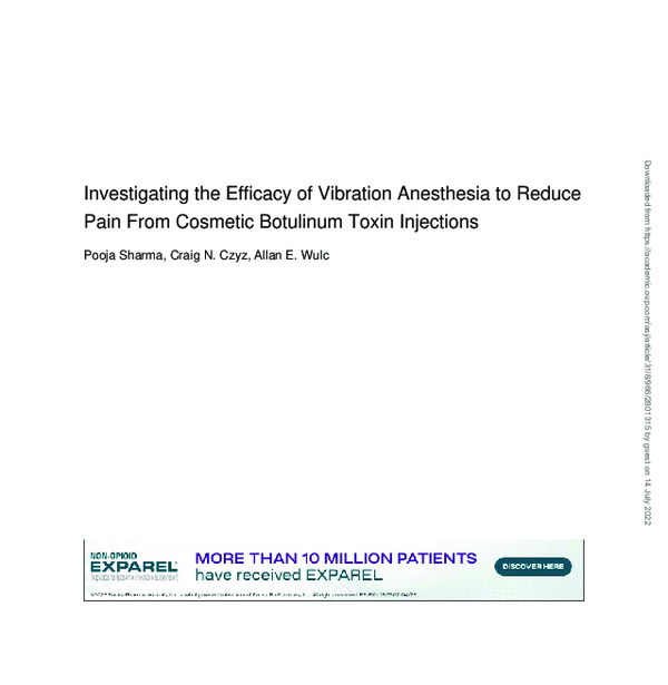 (PDF) Investigating the Efficacy of Vibration Anesthesia to Reduce Pain ...