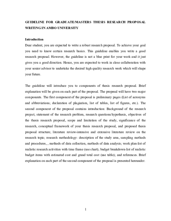 (DOC) GUIDELINE FOR GRADUATE/MASTERS THESIS RESEARCH PROPOSAL