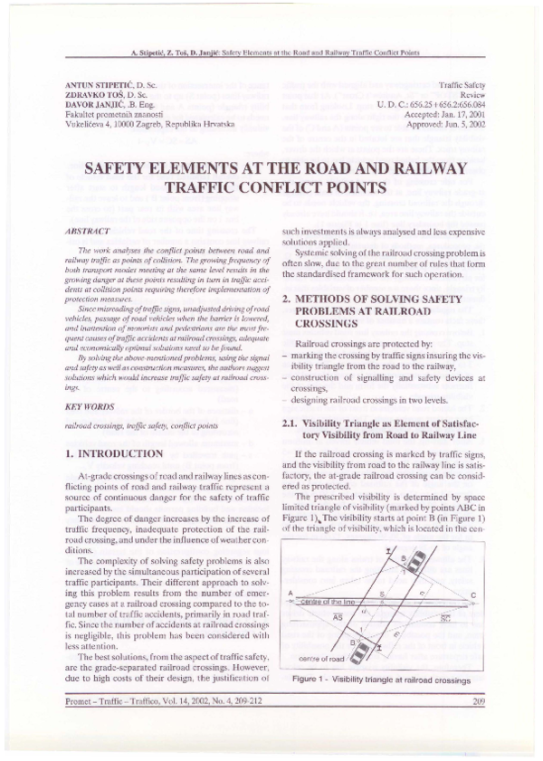 (PDF) Safety Elements at the Road and Railway Traffic Conflict Points