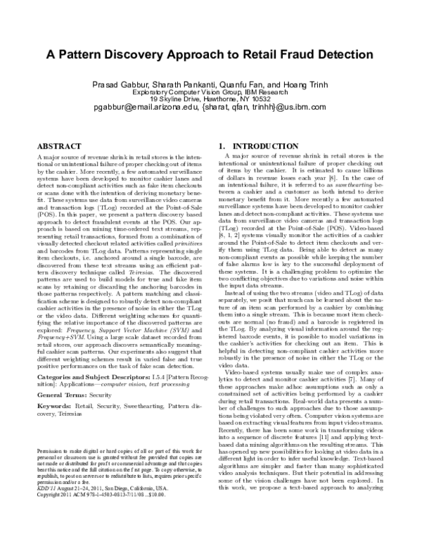 A pattern discovery approach to retail fraud detection