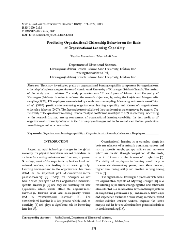 (PDF) Organizational Citizenship Behavior