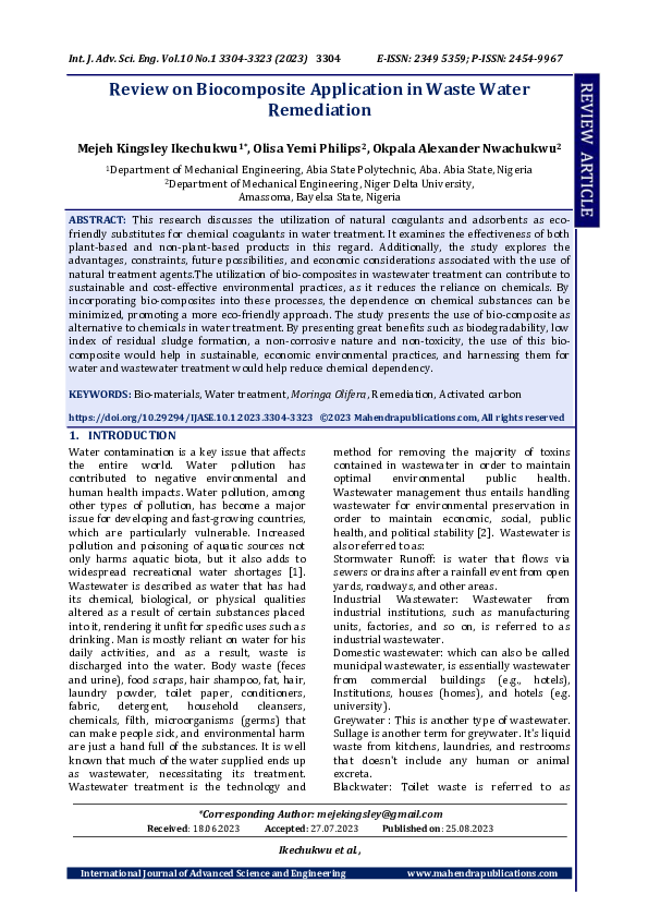 (PDF) Review on Biocomposite Application in Waste Water Remediation